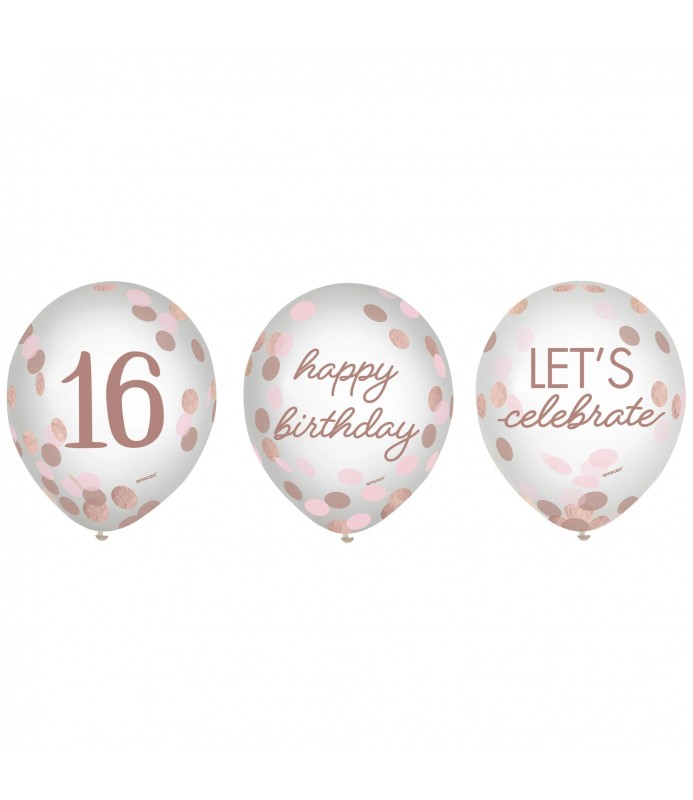 Sweet 16 Confetti-Filled Latex Balloons (6ct)