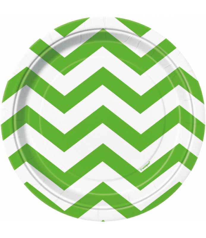 Kiwi Lime Green Chevron Small Paper Plates (8ct)
