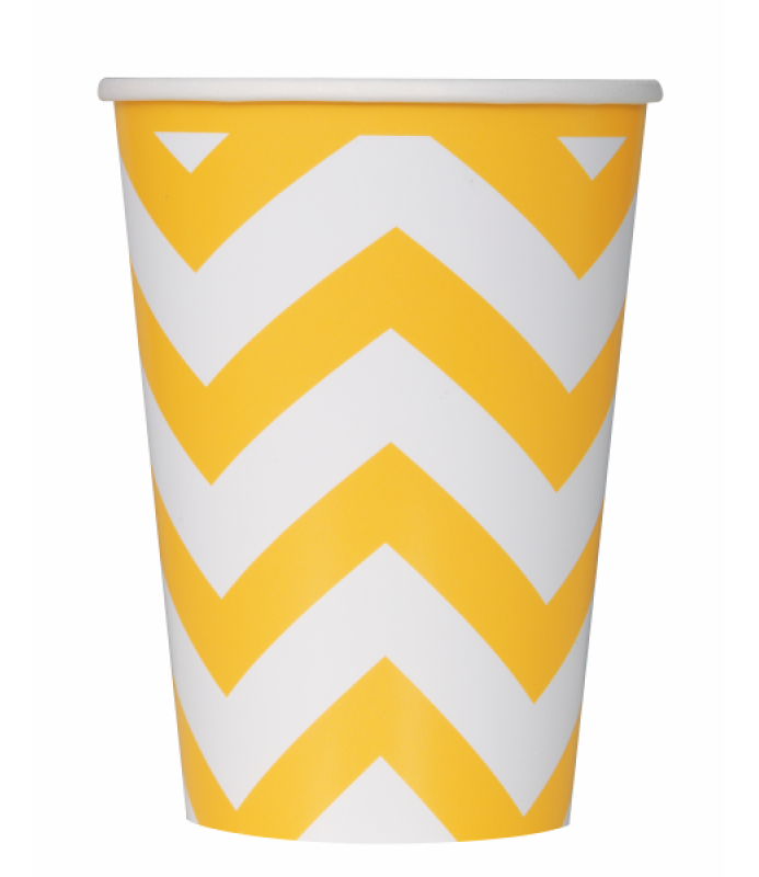 Yellow Chevron 12oz Paper Cups (6ct)