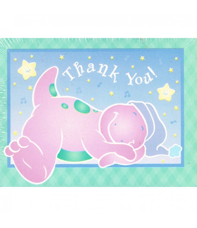 Barney 1st Birthday Thank You Notes w/ Env. (8ct)