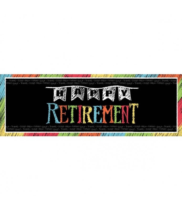 Happy 'Retirement Chalk' Giant Plastic Party Banner (1ct)
