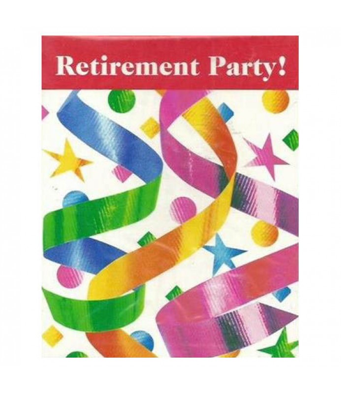 Retirement Streamer Collage Invitations w/ Envelopes (8ct)