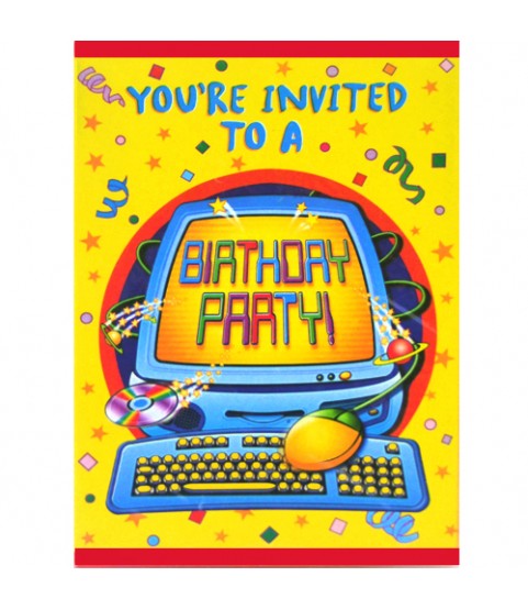 Computer Birthday Invitations w/ Envelopes (8ct)
