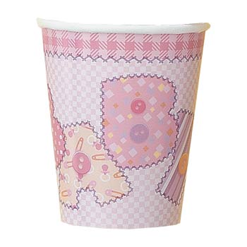 Baby Pink Stitching 9oz Paper Cups (8ct)