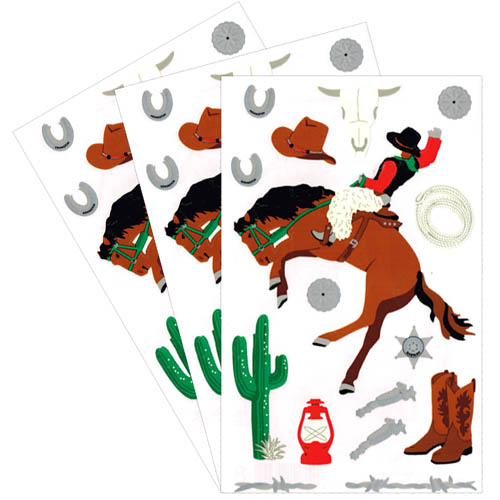 Western Cowboy Stickers (3 sheets)