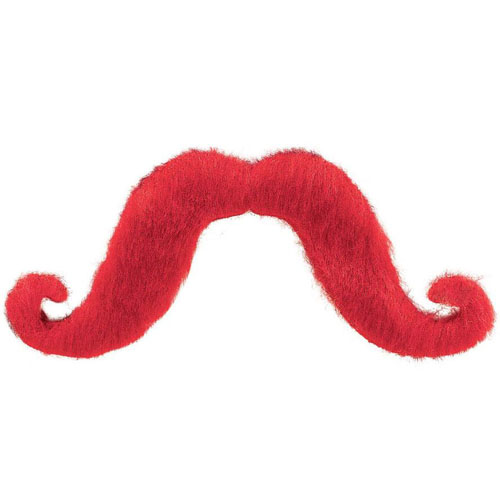 Red Fuzzy Adhesive Mustache / Favor (1ct)