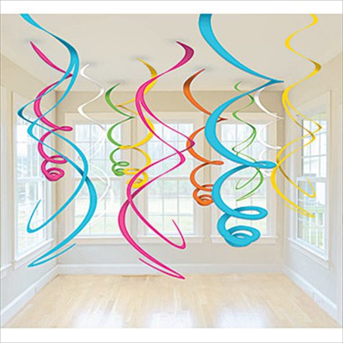 Multi-Colored Hanging Swirl Decorations (12ct)