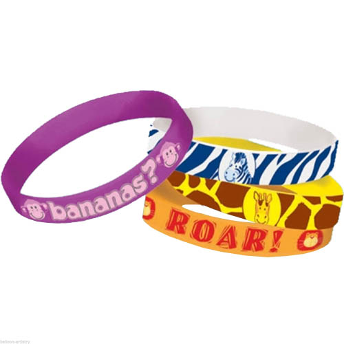Jungle Animals Rubber Bracelets / Favors (4ct)