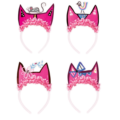 Kitten Party 'Pink Cat' Deluxe Headbands (4ct)