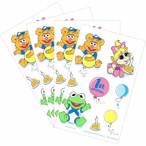 Muppets Babies Vintage 1985 1st Birthday Stickers (4 sheets)