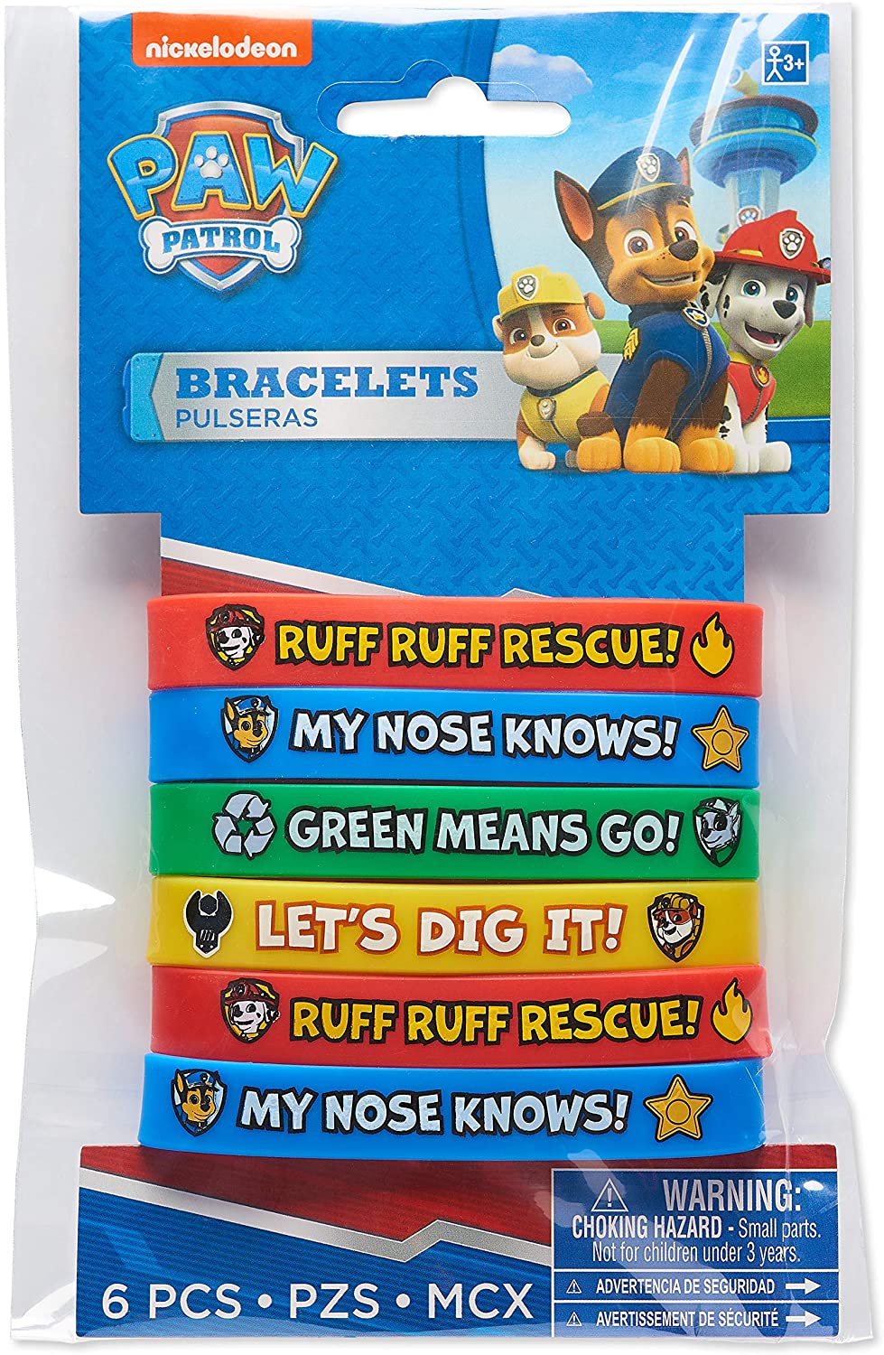 Paw Patrol Rubber Bracelets / Favors (6ct)