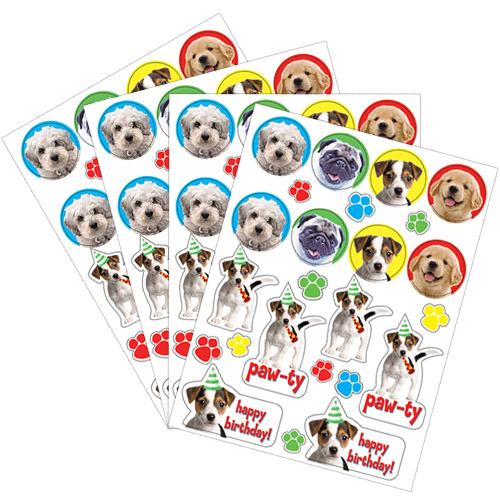 Puppy Party 'Paw-ty Time' Stickers (4 sheets)