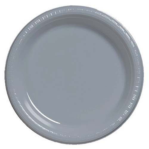 Silver Small Plastic Plates (20ct) toc