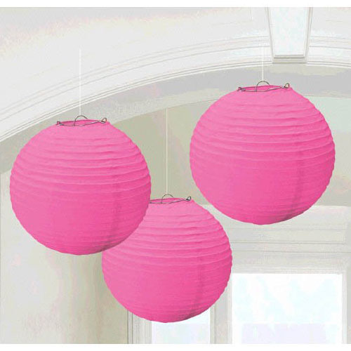 Bright Pink Paper Lanterns (3ct)