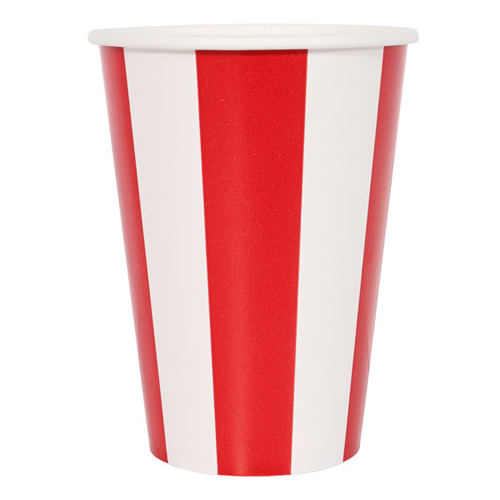Red and White Stripes 12oz Paper Cups (6ct)