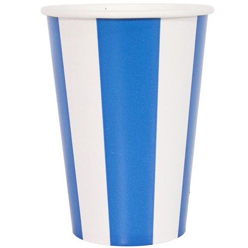 Blue and White Stripes 12oz Paper Cups (6ct)