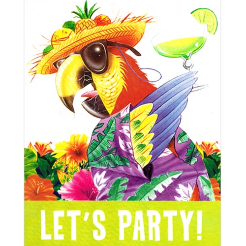 Caribbean Parrot Party Invitations w/ Envelopes (8ct)